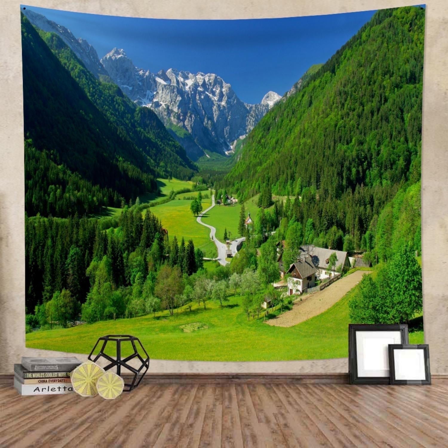 DaShan Mountain Tapestry Wall Hanging,Green Nature Landscape Wall Decor ...