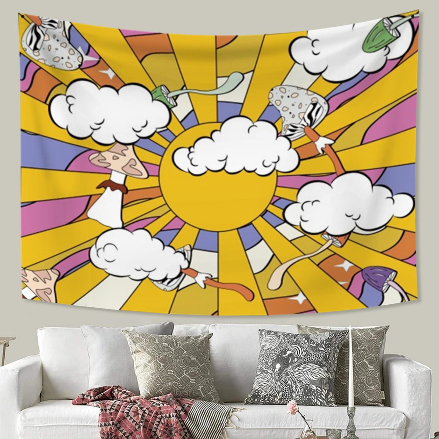DaShan Vintage 70s Abstract Groovy Tapestry Wall Hanging,Boho Wall ...