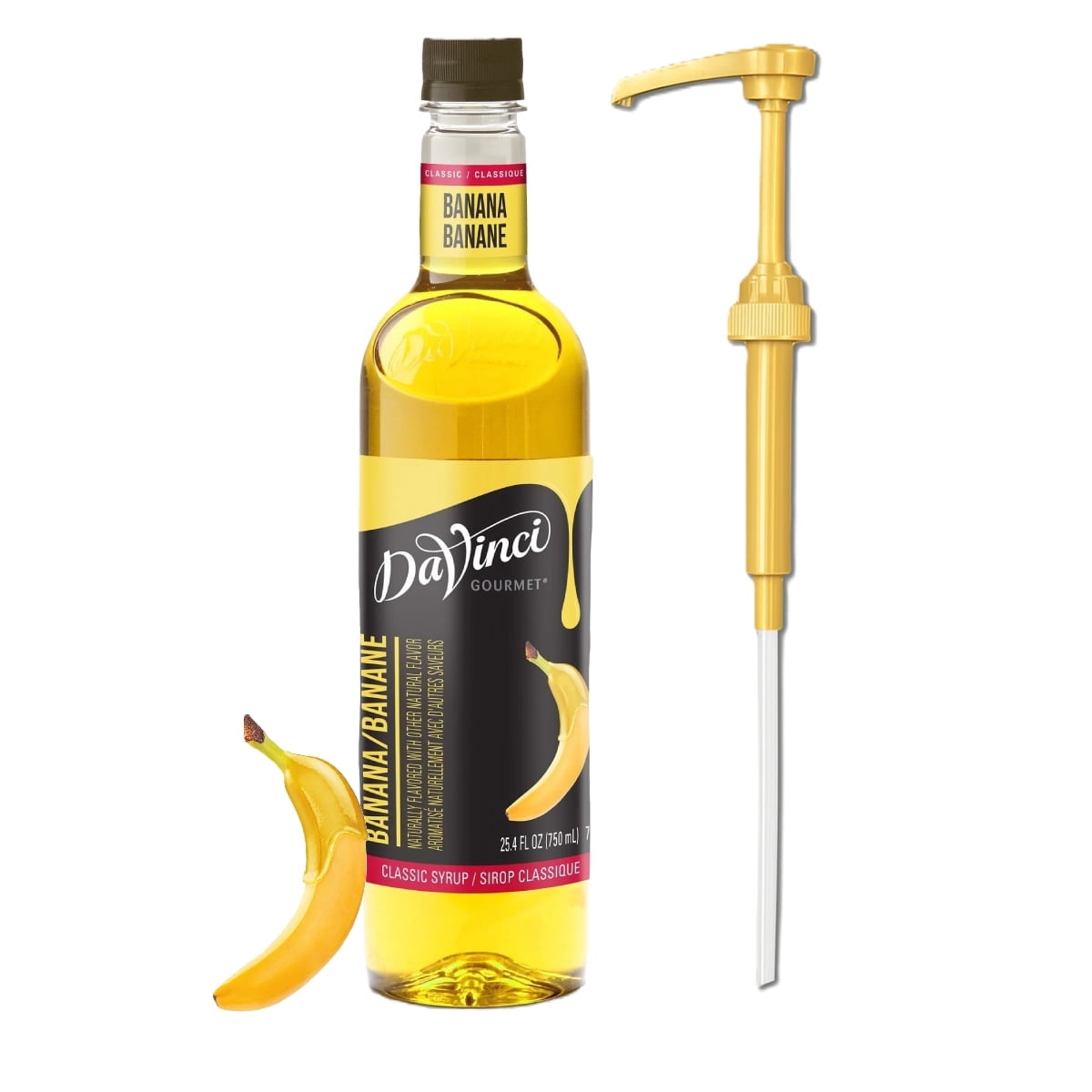 DaVinci Gourmet Classic Banana Syrup, 25.4 fl oz Bottle + Gold Pump ...