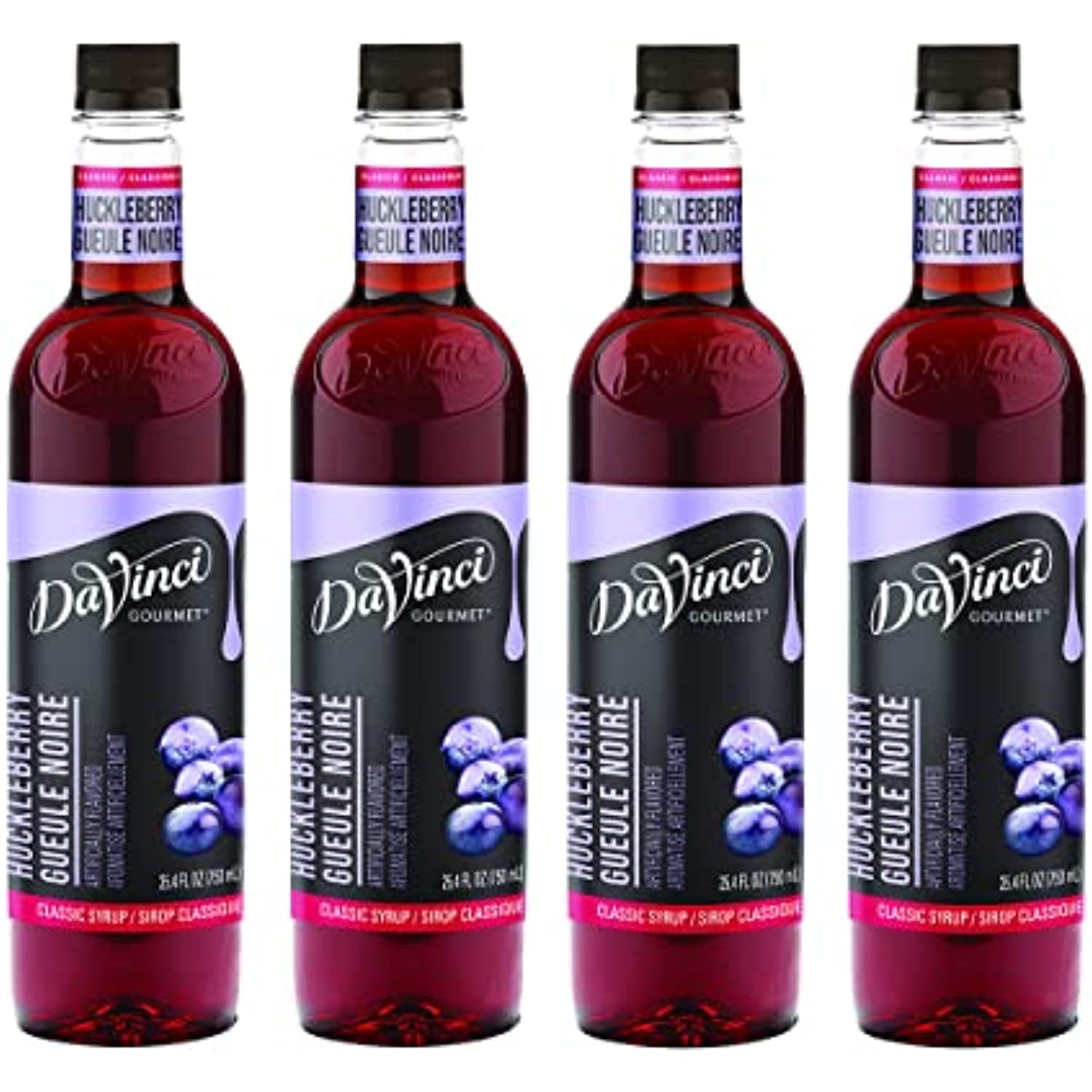 DaVinci Gourmet Classic Huckleberry Syrup, 25.4 Ounce (Pack of 4 ...