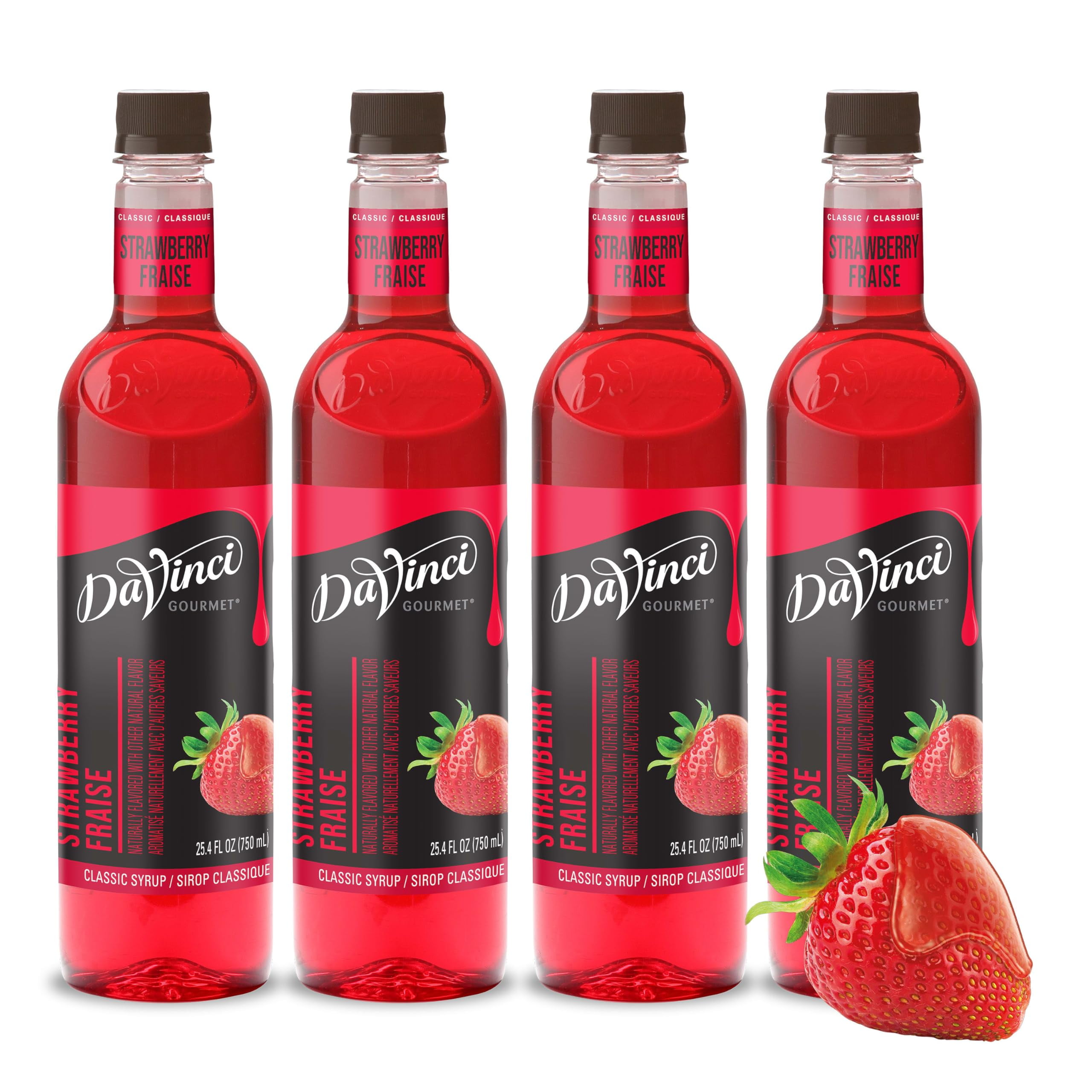 DaVinci Gourmet Classic Strawberry Syrup, 25.4 Fluid Ounces (Pack of 4 ...