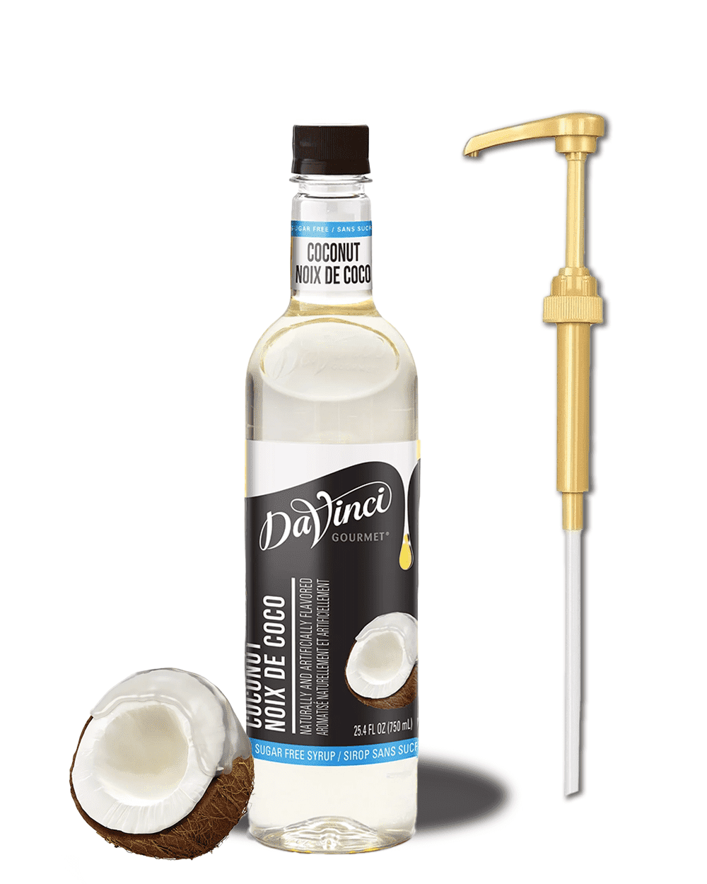 DaVinci Gourmet Sugar Free Coconut Syrup, 25.4 fl oz Bottle + Gold Pump ...