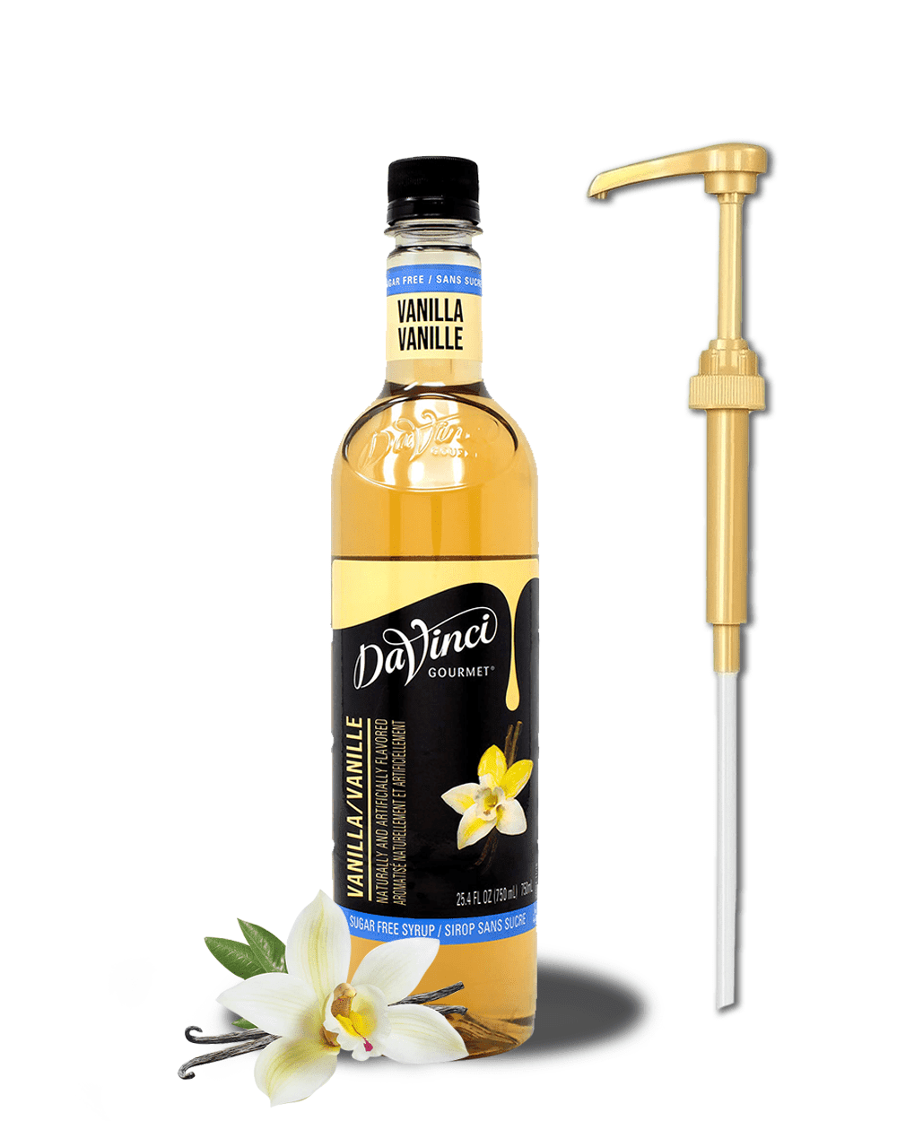 DaVinci Gourmet Sugar Free Vanilla Syrup 750ml (25.4 fl oz) + Gold Pump - Walmart.com