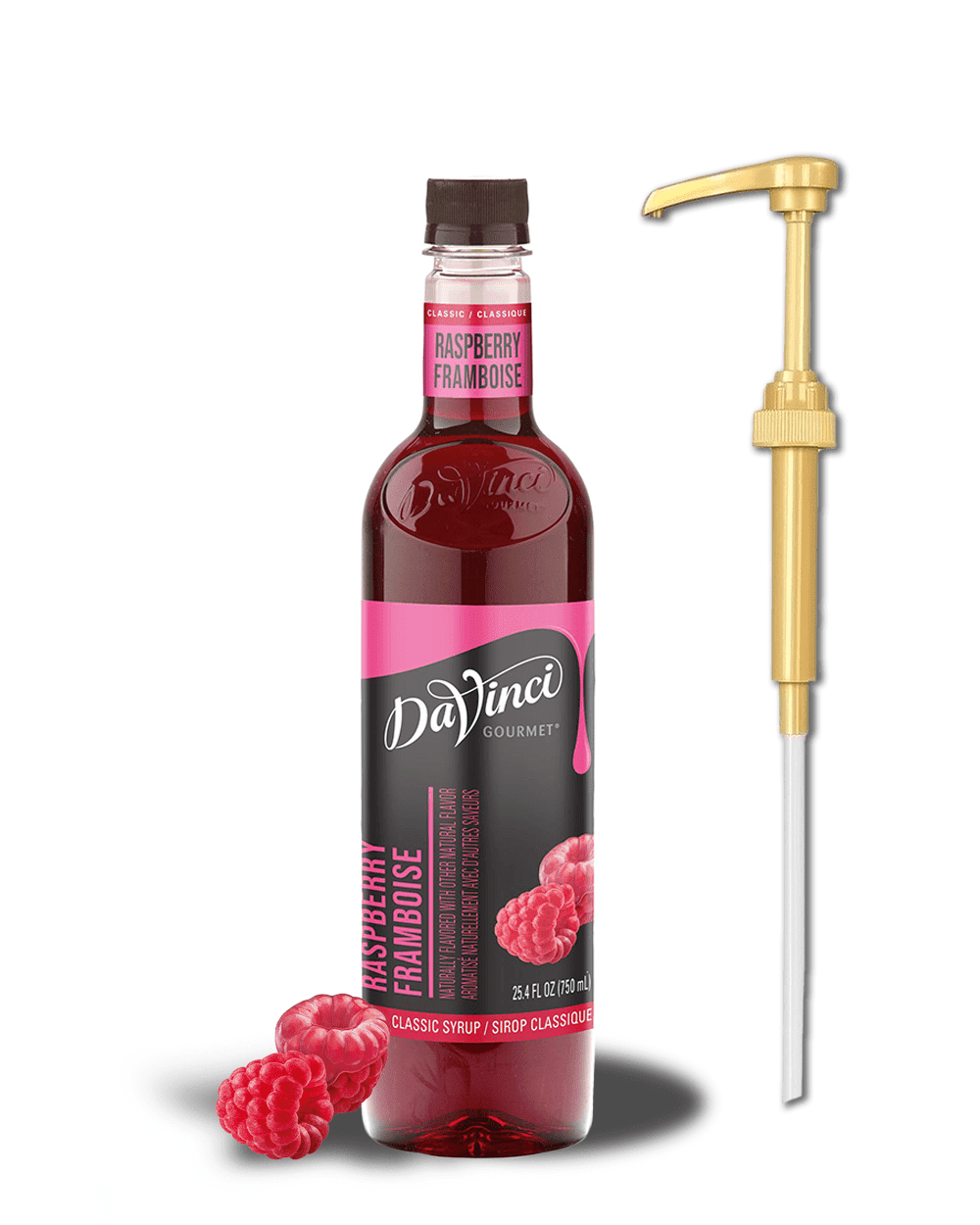 DaVinci Raspberry Flavoring Classic Syrup 25.4 fl oz (750 mL) + Gold ...