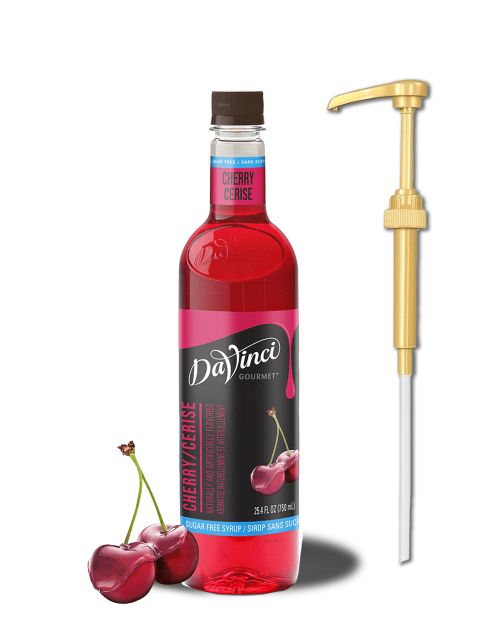 DaVinci Sugar-Free Cherry Flavoring Syrup 750 mL + Gold Pump - Walmart.com