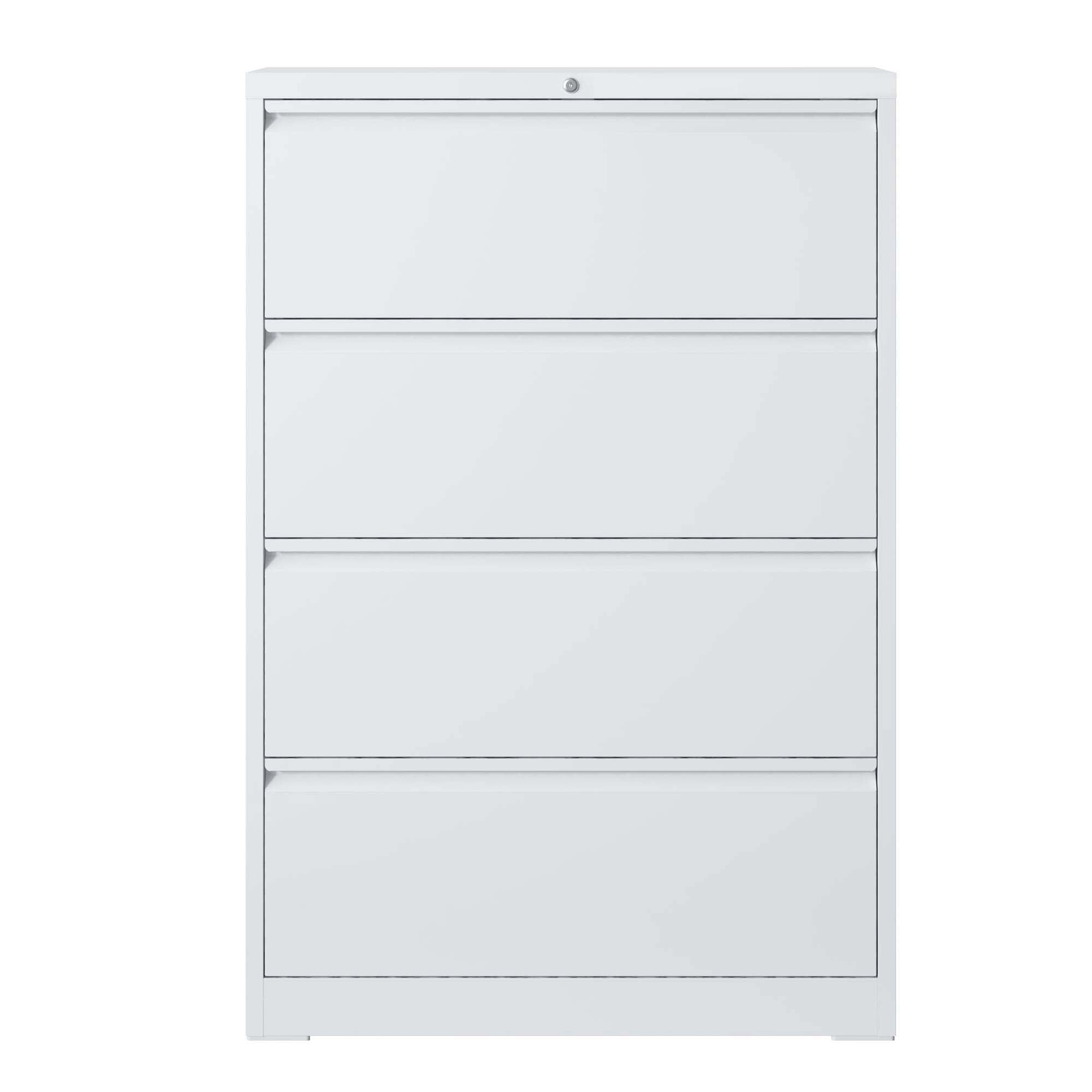 Daatumm 4-Drawer Lateral File Cabinet with Lock | White Metal Storage ...