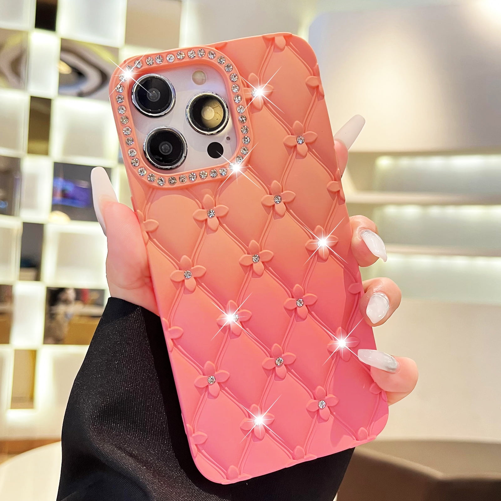 Daatumm Dual Color Dot Diamond Flower Smartphone Case Elegant Design ...