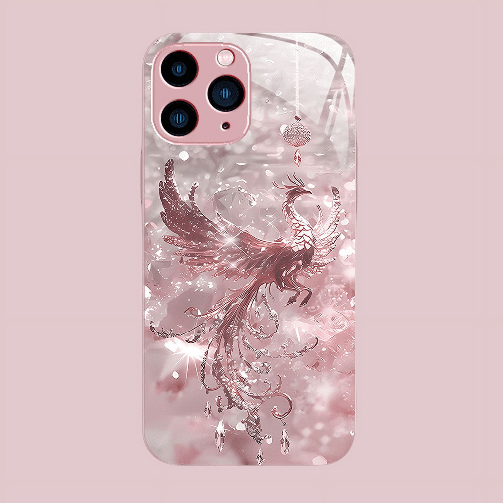 Daatumm Elegant Phoenix Glass Phone Case With Shattered Diamond Design ...