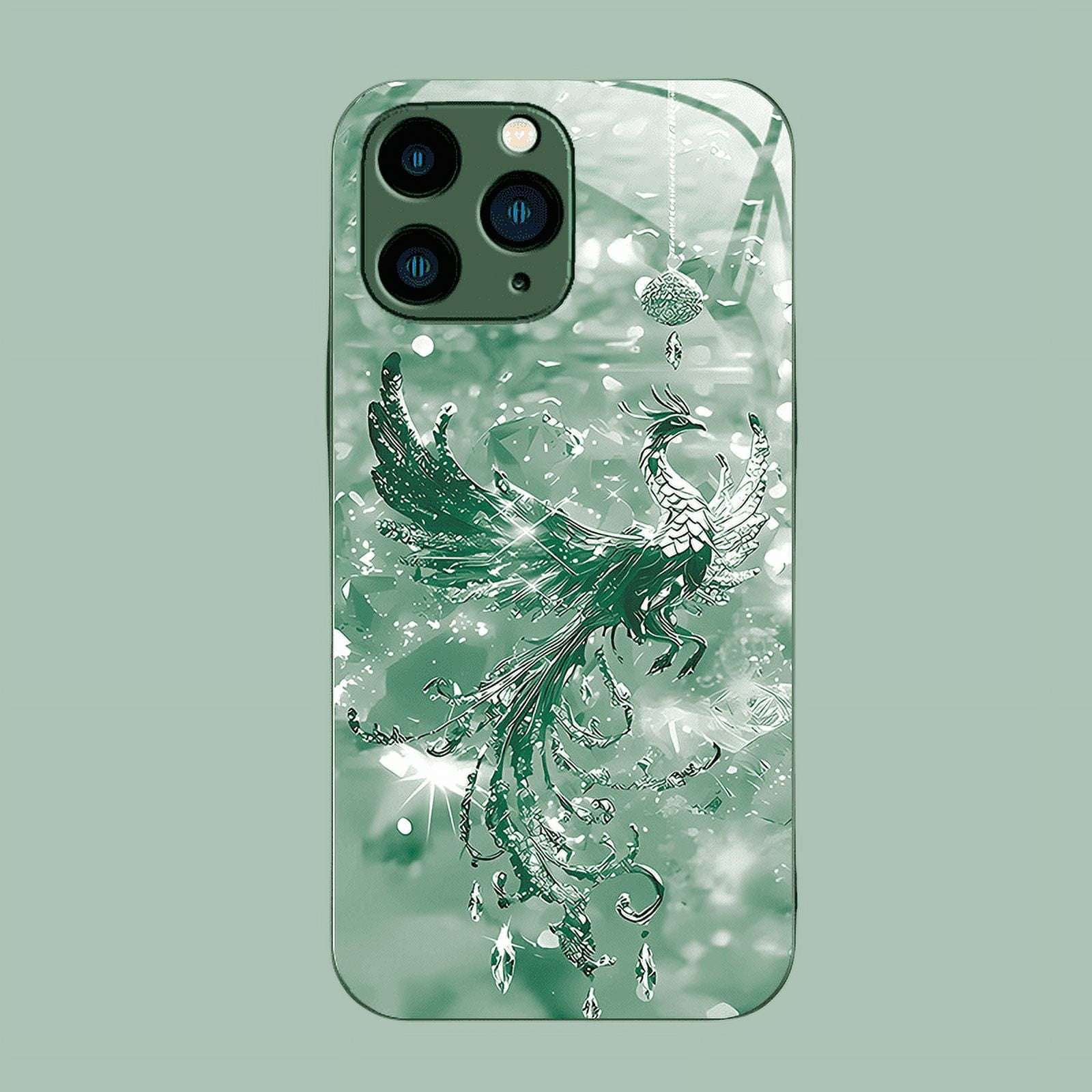 Daatumm Elegant Phoenix Glass Phone Case With Shattered Diamond Design ...