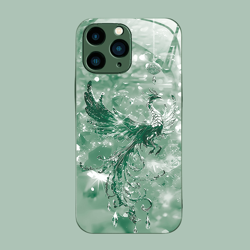 Daatumm Elegant Phoenix Glass Phone Case With Shattered Diamond Design for iPhone 11/12/13/14/15 ...
