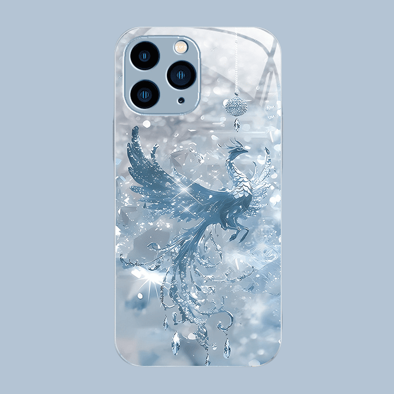 Daatumm Elegant Phoenix Glass Phone Case With Shattered Diamond Design for iPhone 11/12/13/14/15 ...