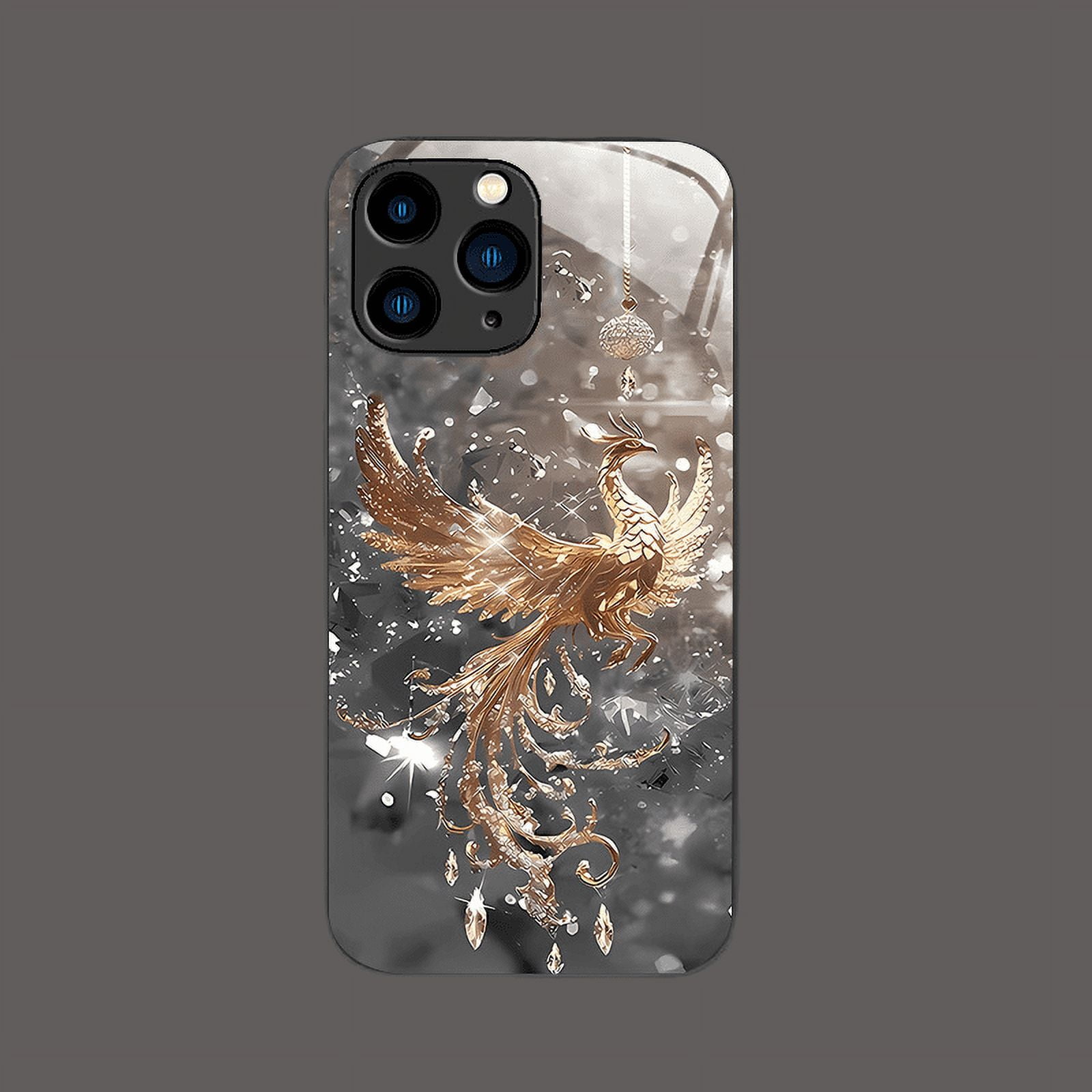 Daatumm Elegant Phoenix Glass Phone Case With Shattered Diamond Design ...