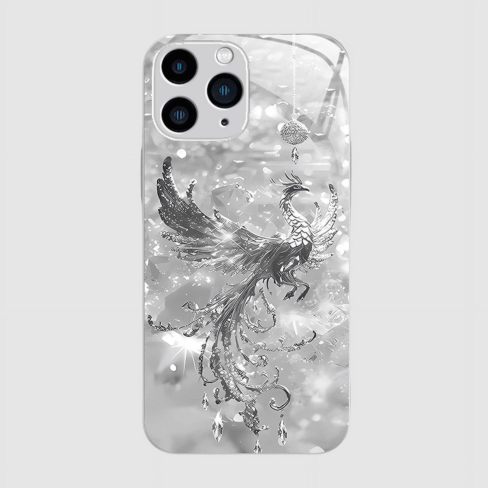 Daatumm Elegant Phoenix Glass Phone Case With Shattered Diamond Design for iPhone 11/12/13/14/15 ...