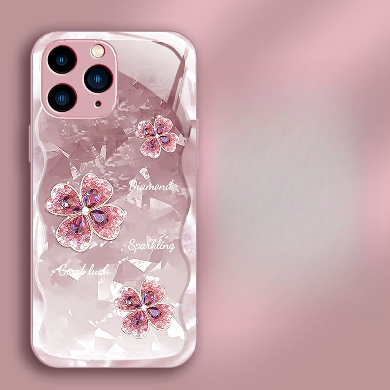 Daatumm Full Coverage Liquid Glass Shell With Four Leaf Clover Style Cases for iPhone 11/12/13 ...