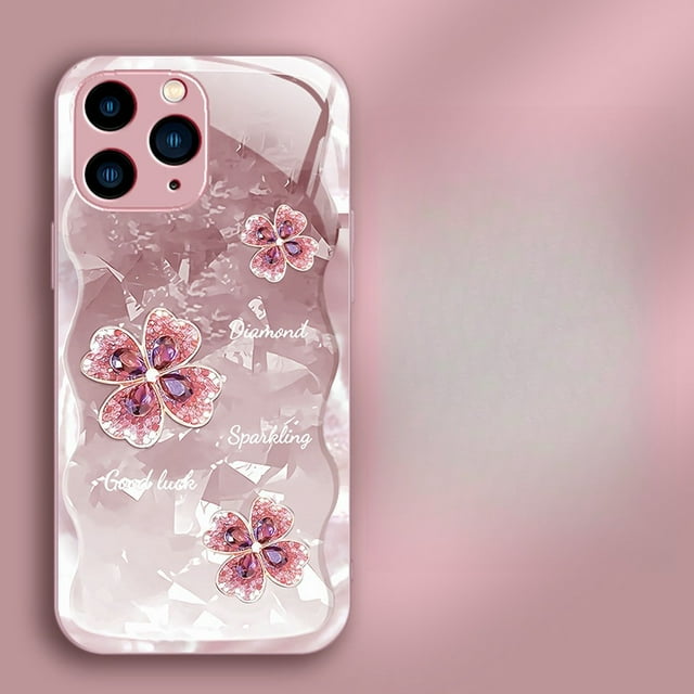 Daatumm Full Coverage Liquid Glass Shell With Four Leaf Clover Style Cases for iPhone 11/12/13 ...