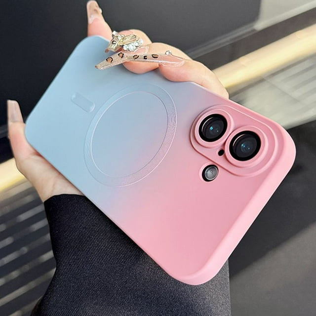 Daatumm Gradient Effect Full Protection Magnetic Silicone Phone Case for iPhone 11/12/13/14/15 ...