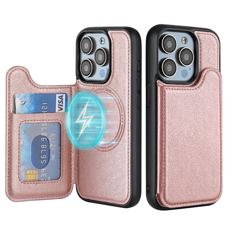 Daatumm Mobile Leather Case With Magnetic Charging And Card Storage ...