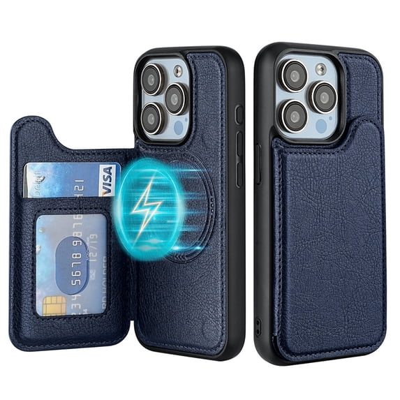 Daatumm Mobile Leather Case With Magnetic Charging And Card Storage ...