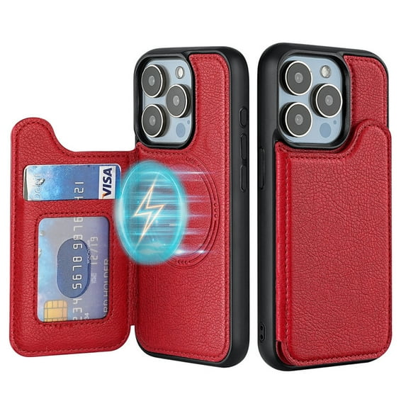Daatumm Mobile Leather Case With Magnetic Charging And Card Storage ...