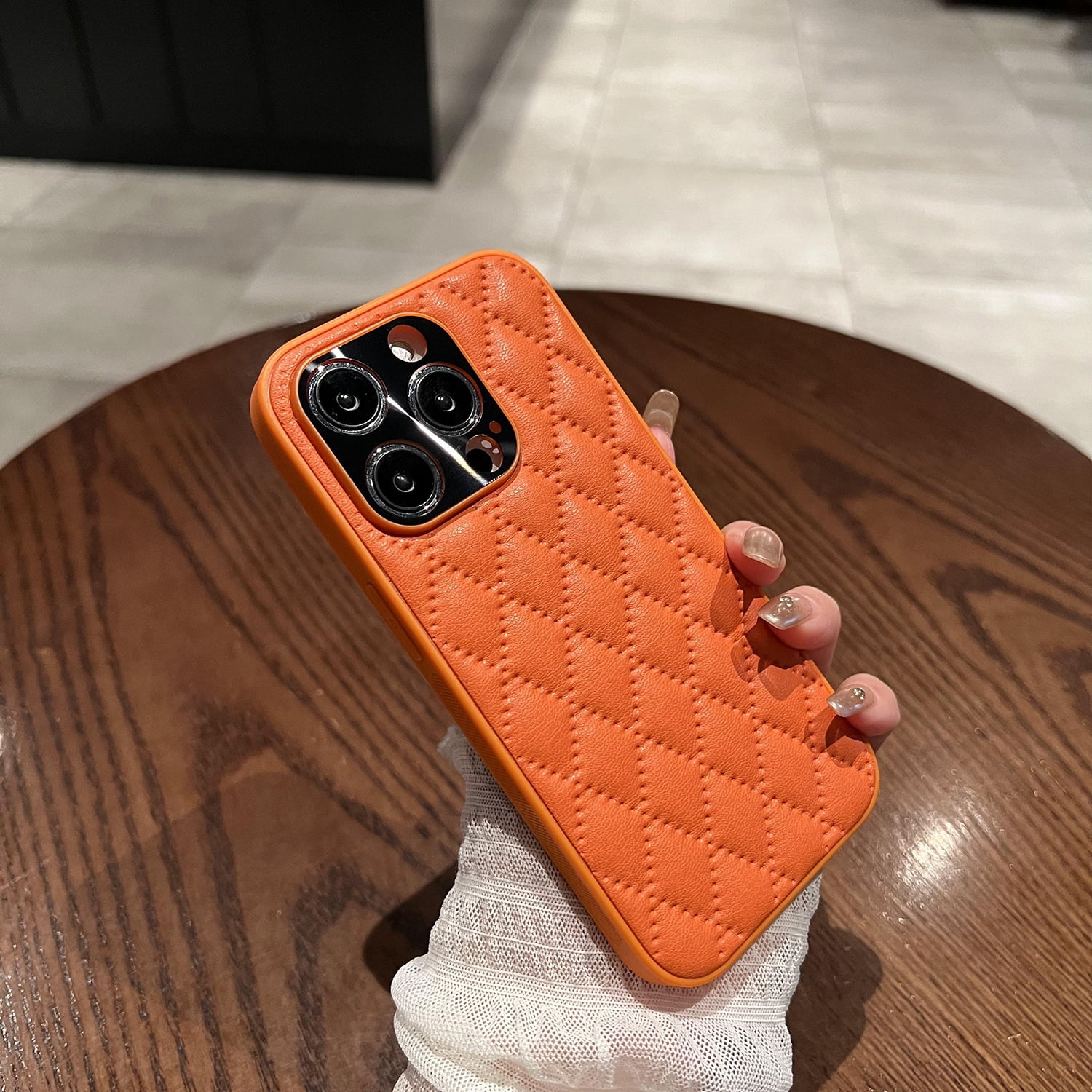 Daatumm Quilted Leather Phone Case Full Coverage Shockproof Soft Touch ...