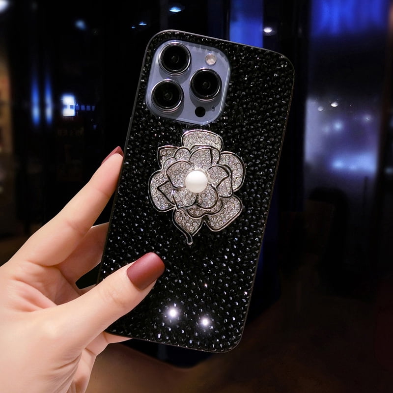 Daatumm Shimmering Diamond Camellia Pearl Mobile Case Elegant Style ...