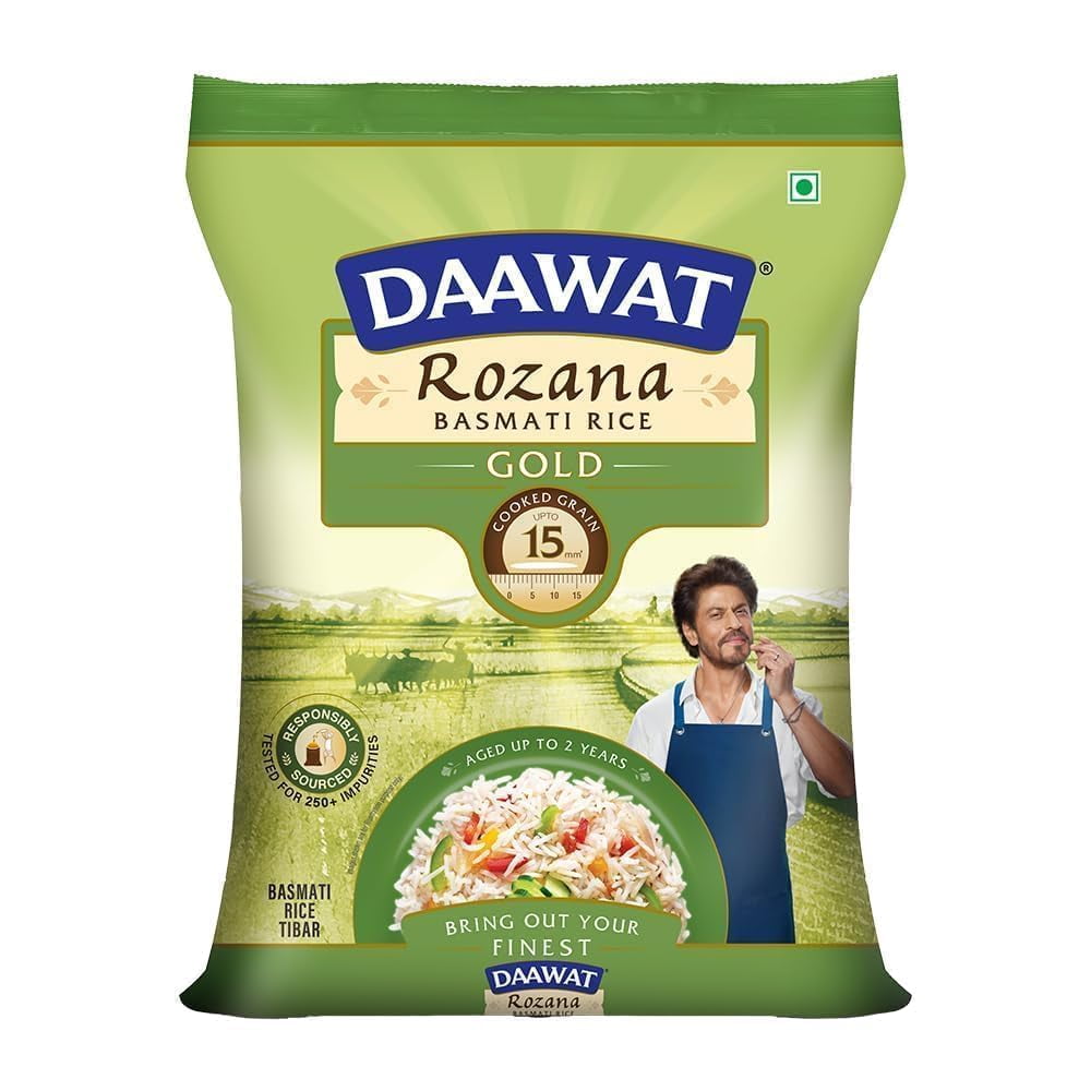 Daawat Rozana Gold Basmati Rice 1Kg| For Everyday Consumption| Cooked ...