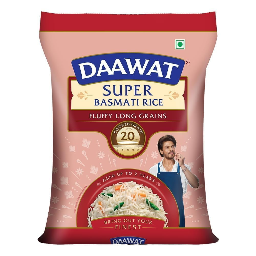 Daawat Super Basmati Rice 5kg (25% Extra) | Long Grain Aged Rice ...