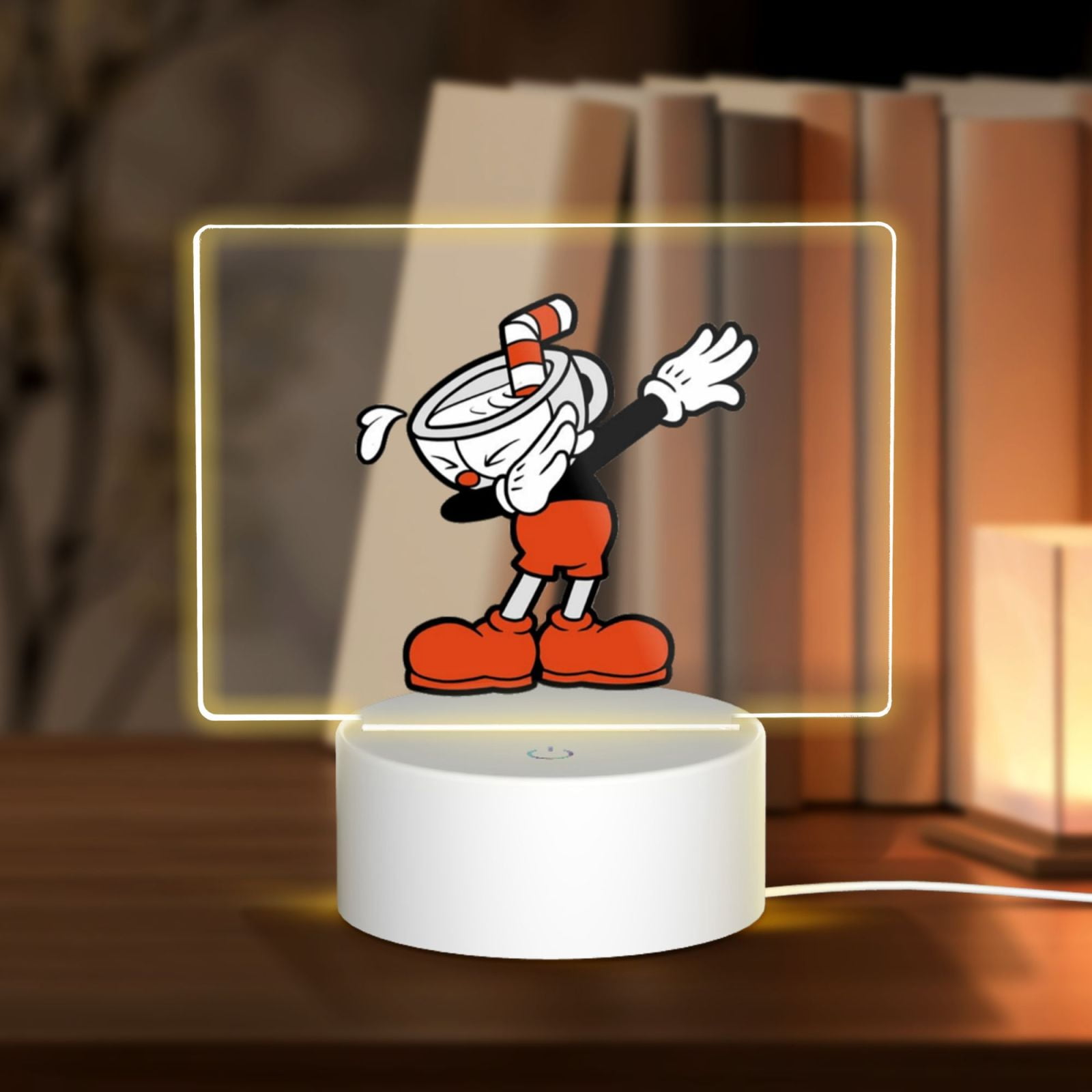 Dab Cuphead Mugman Acrylic Night Light Adjustable 3 Light Modes USB ...
