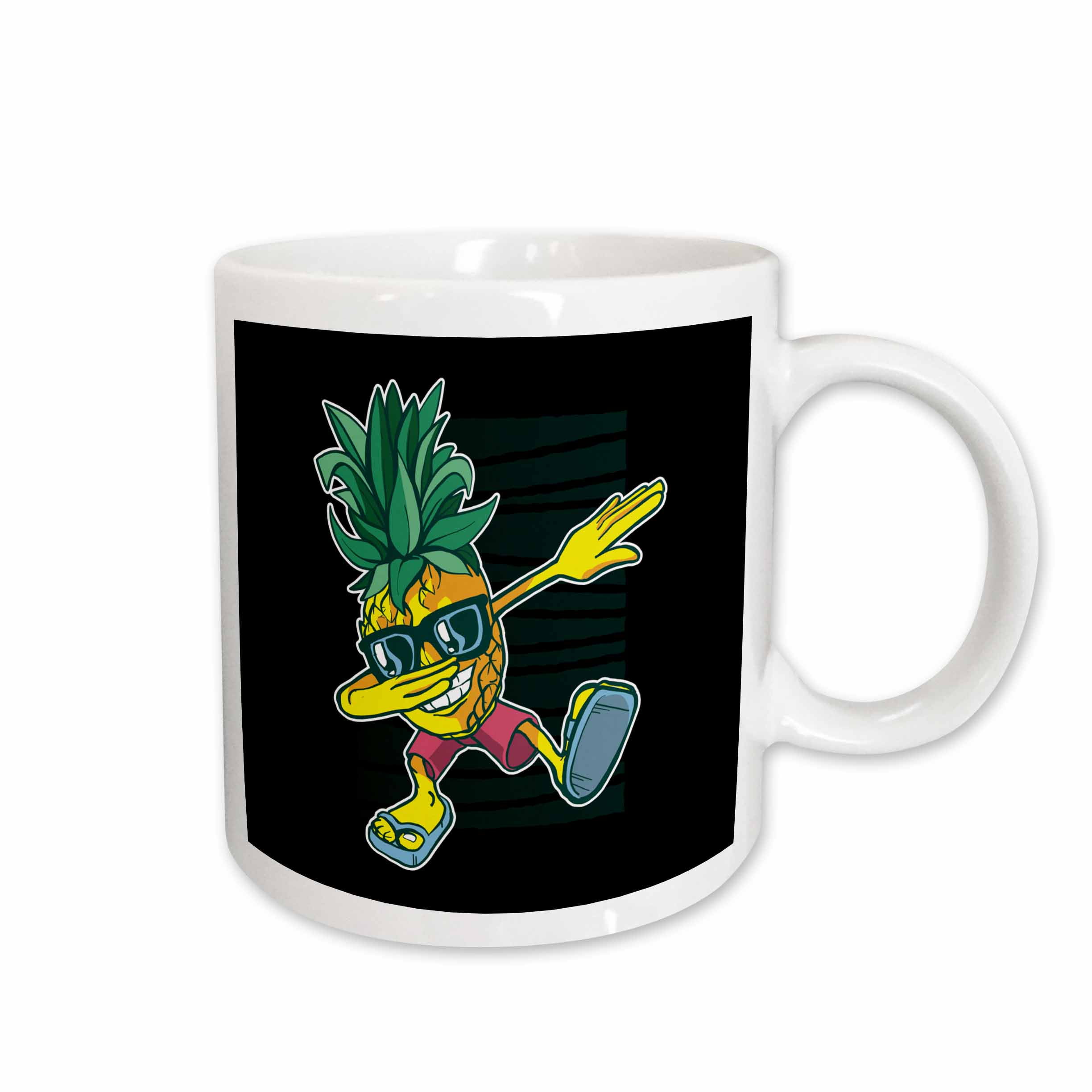 3drose, Dab Dabbing Pineapple Fruit Food with Green Background, 15oz ...