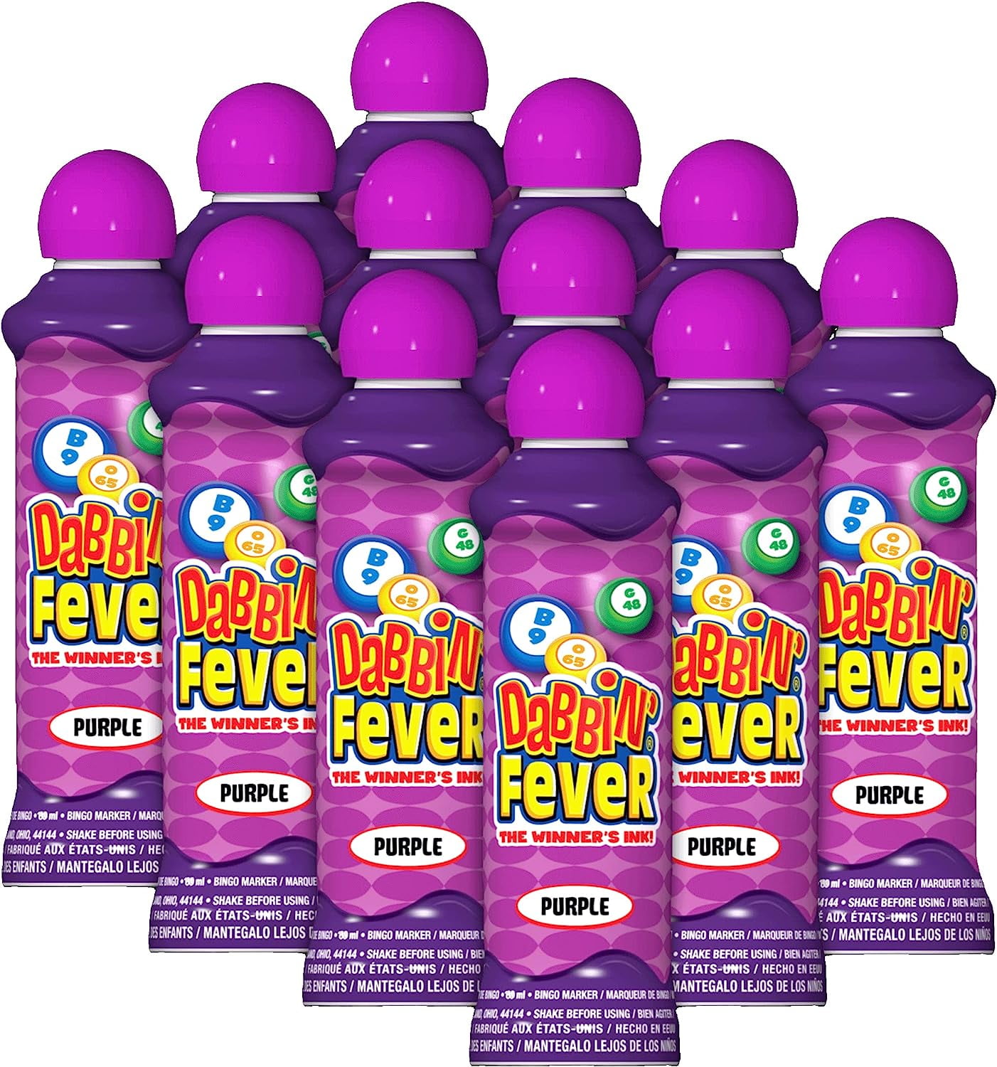Dabbin' Fever One Dozen 3 ounce Bingo Daubers 10 Colors (Purple ...