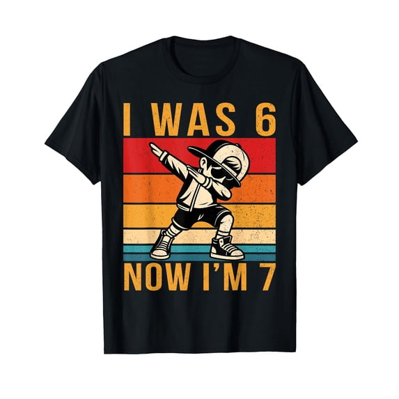 Dabbing 7th Birthday T-Shirt - I Was 6 Now I'm 7 Funny Meme with ...