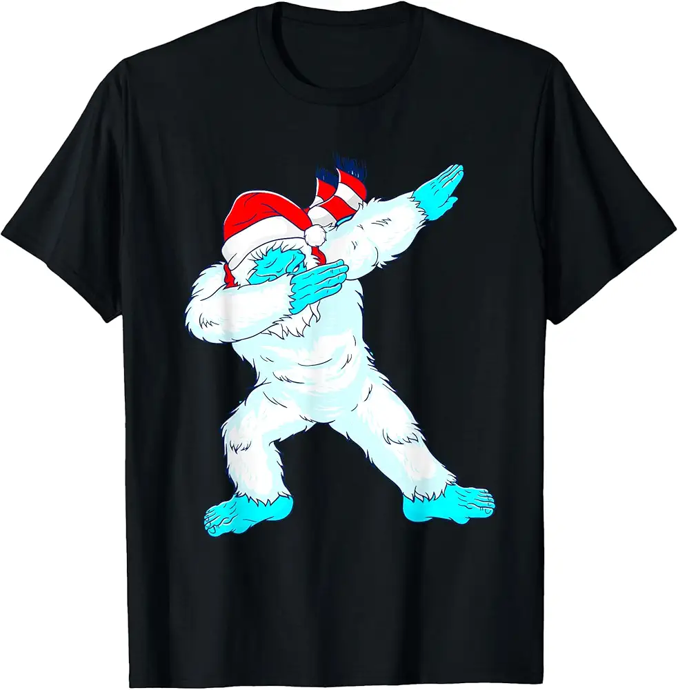 Dabbing Abominable Snowman Yeti Bigfoot Holiday Humor T-Shirt up to ...