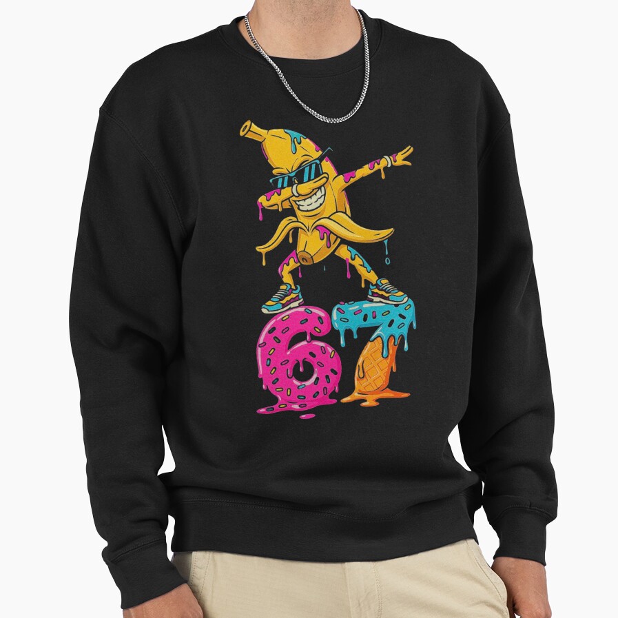 Dabbing Banana 67 Ice Cream Drip Meme Retro Aesthetic Graphic Vintage ...