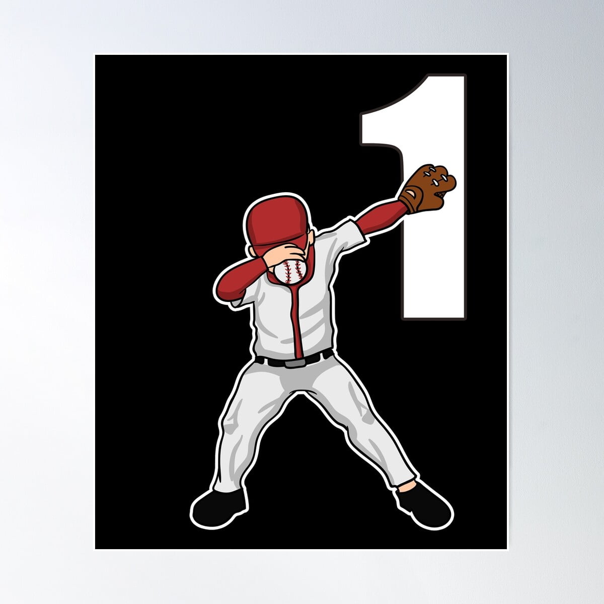 Dabbing Baseball Player Catcher Pitcher Baseballer Number 1 Athlete ...