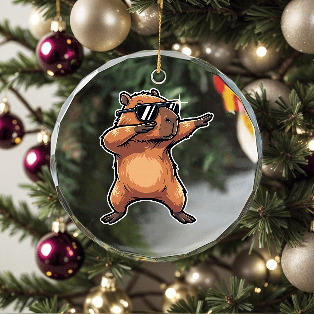 Dabbing Capybara with Sunglasses Capybaras Animal Ornament, Crystal ...