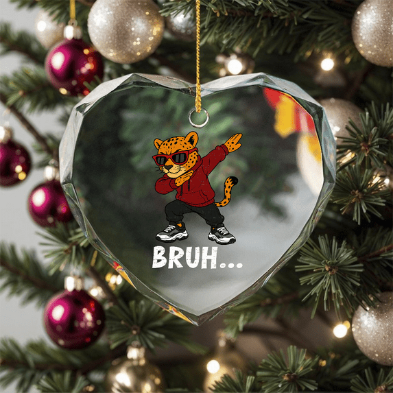 Dabbing Cheetah Bruh Bro Dab Animal Lovers Ornament, Crystal Glass ...