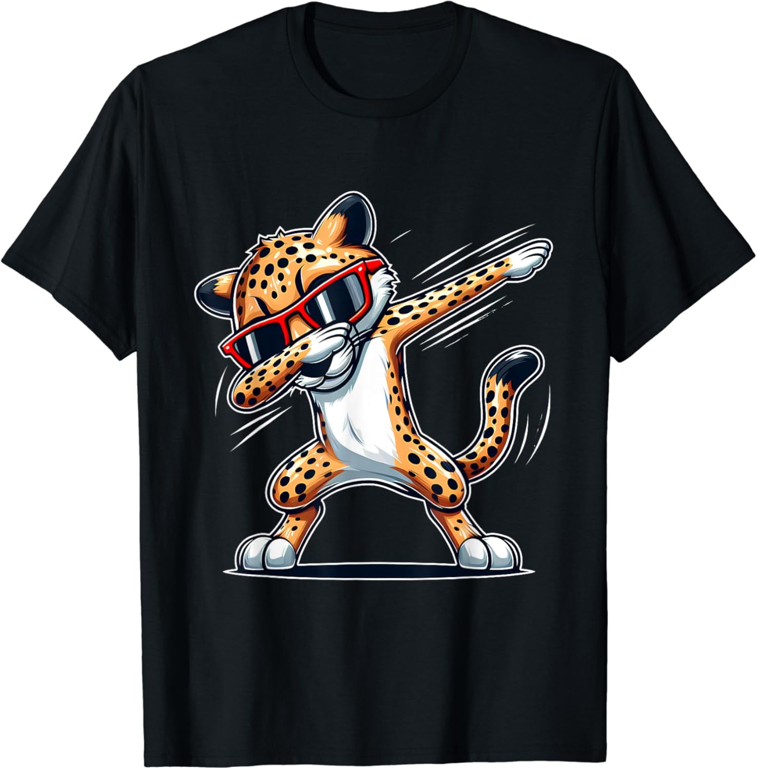 Dabbing Cheetah Wear Glasses Cute Funny Cheetah Animal T-Shirt ...