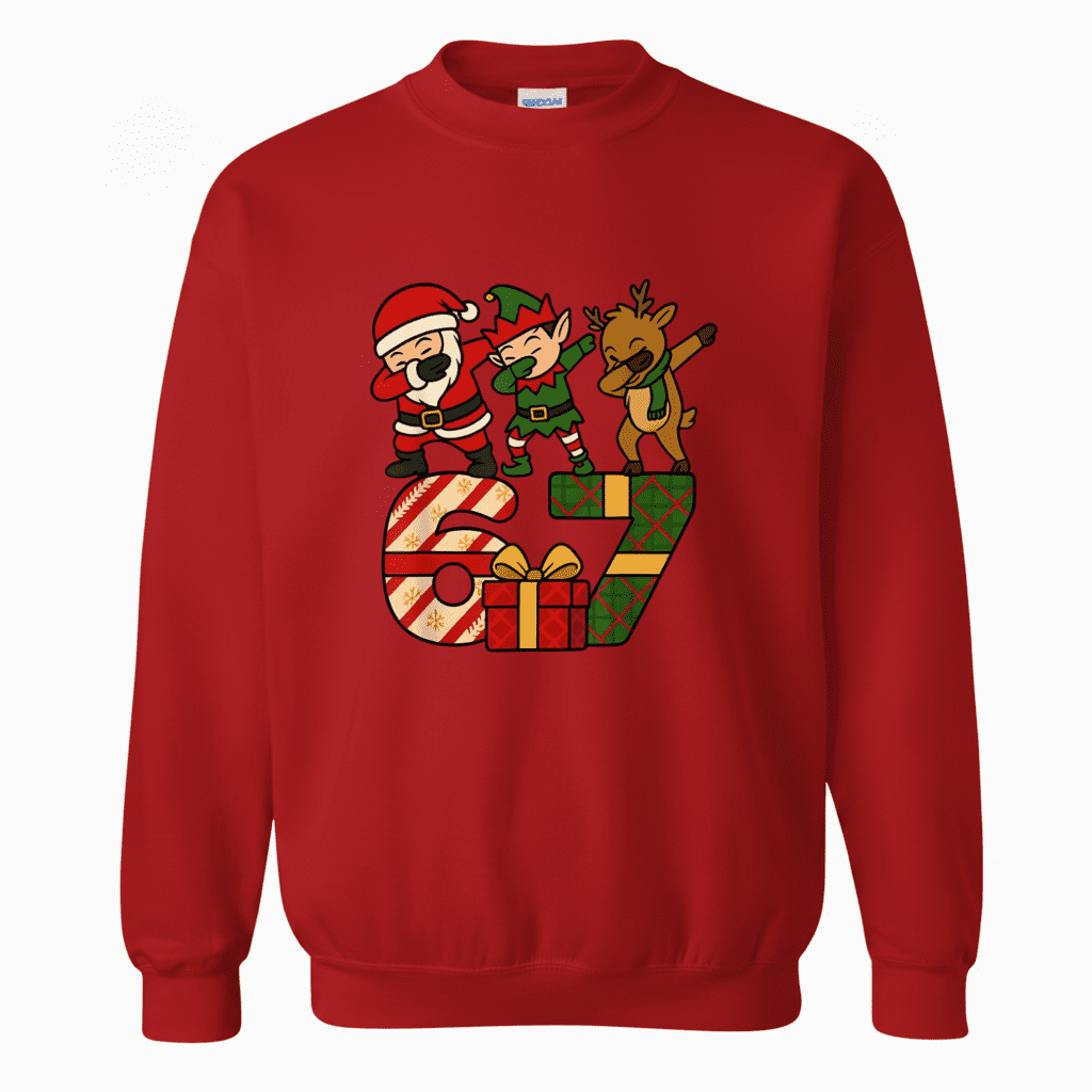 Dabbing Elf 67 Festive Reindeer Meme Playful Holiday Humor Sweatshirt ...