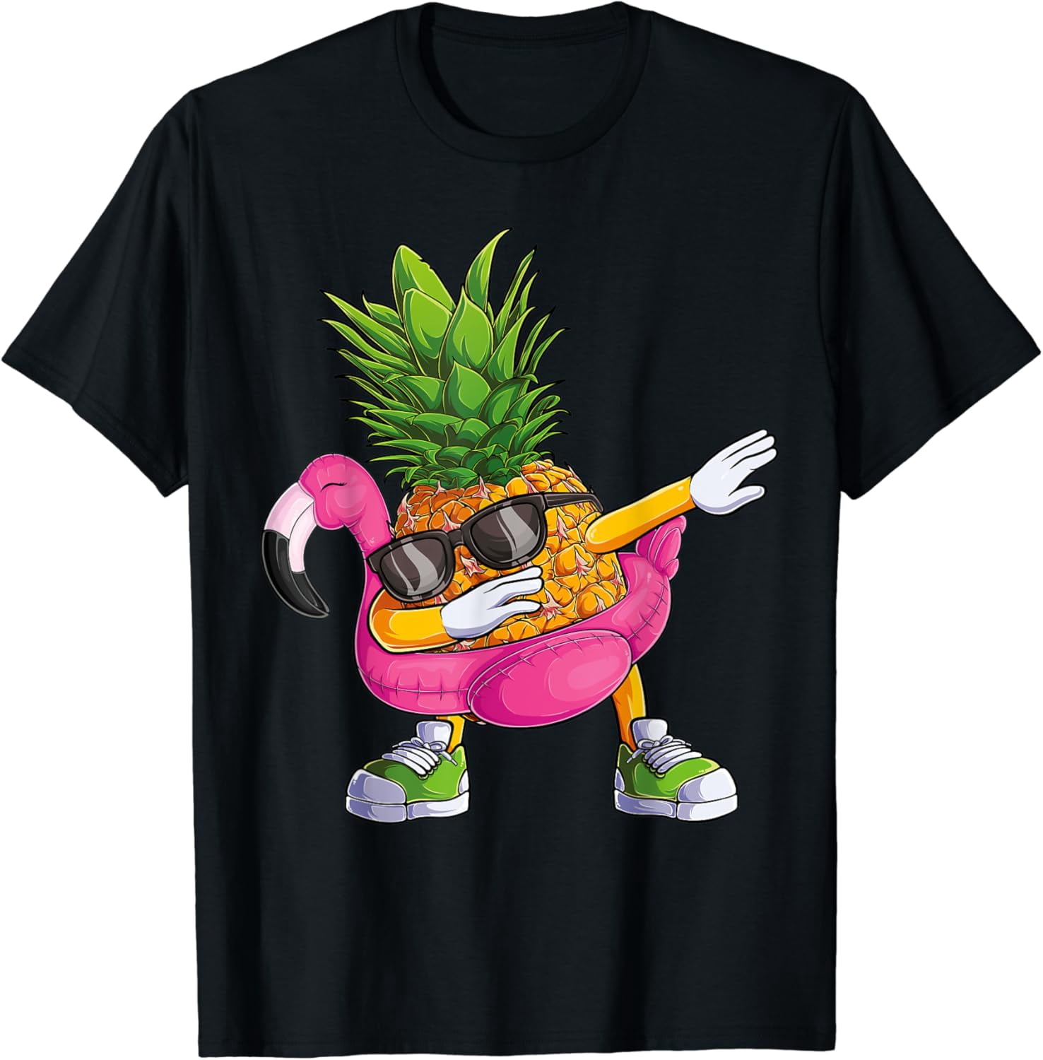 Dabbing Flamingo Tropical Beach T-Shirt - Walmart.com