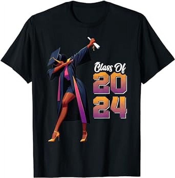 Dabbing Graduation Class Of 2024 Gift Woman Black Graduation T-Shirt ...