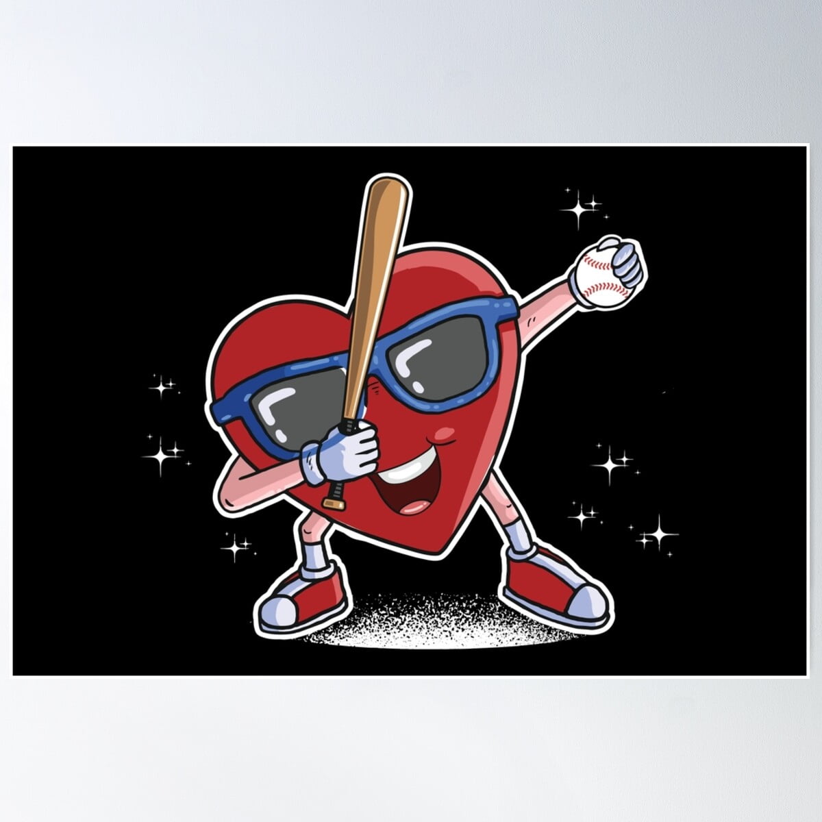 Dabbing Heart Playing Baseball Player Or Softball Player Gift Poster ...