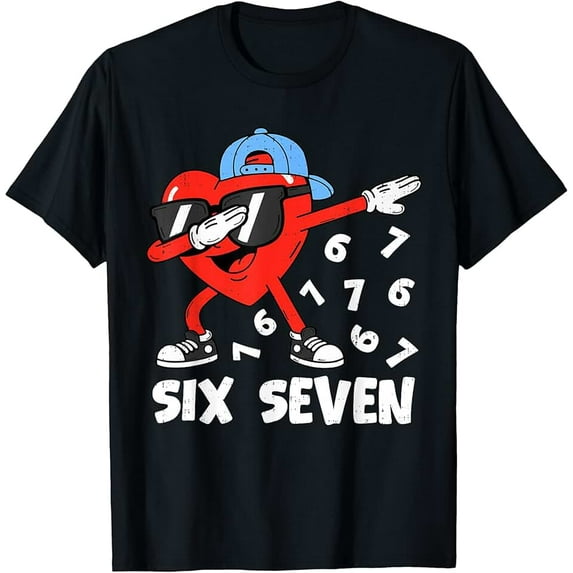 Dabbing Heart Six Seven 6 7 Meme Valentines Day Boys Kids T-Shirt ...