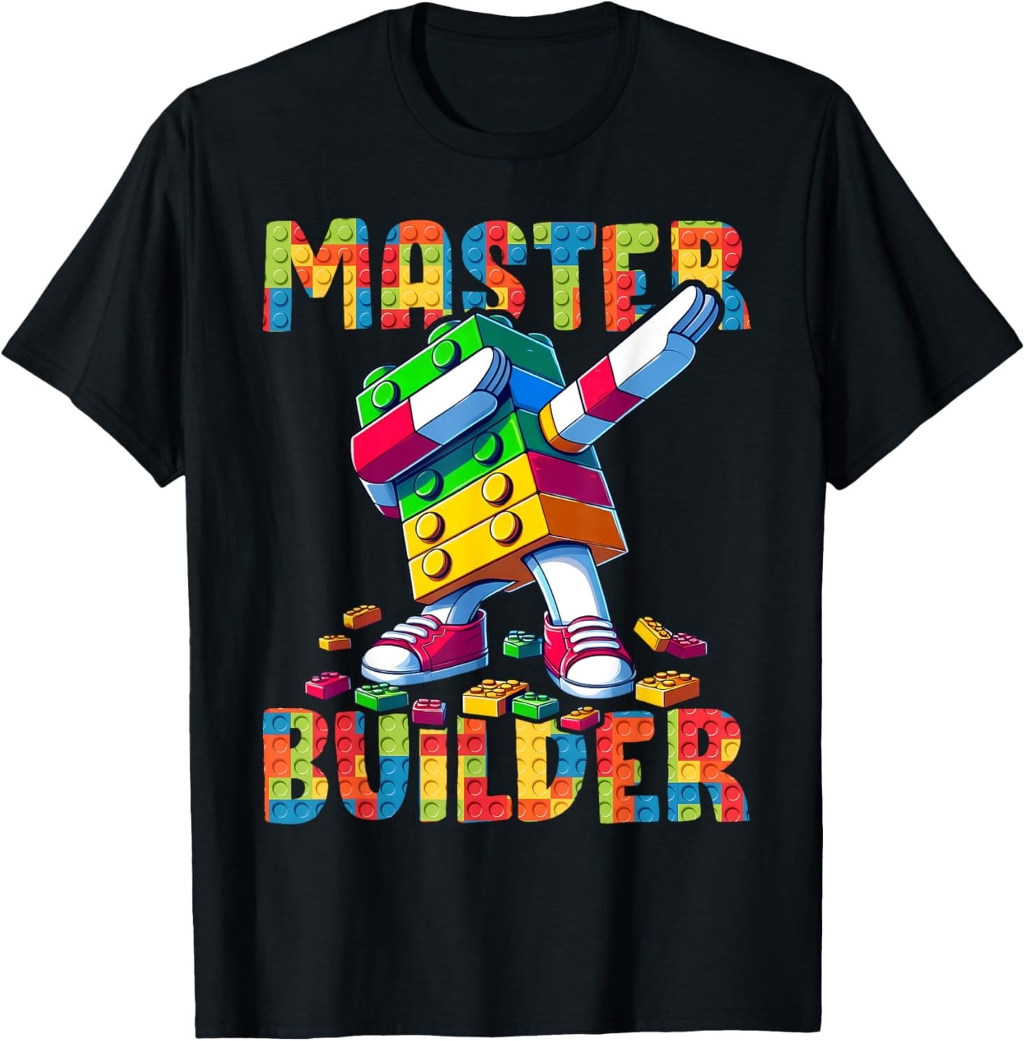 Dabbing Master Builder Shirt for Kids Boys Fun Building Blocks Bricks ...