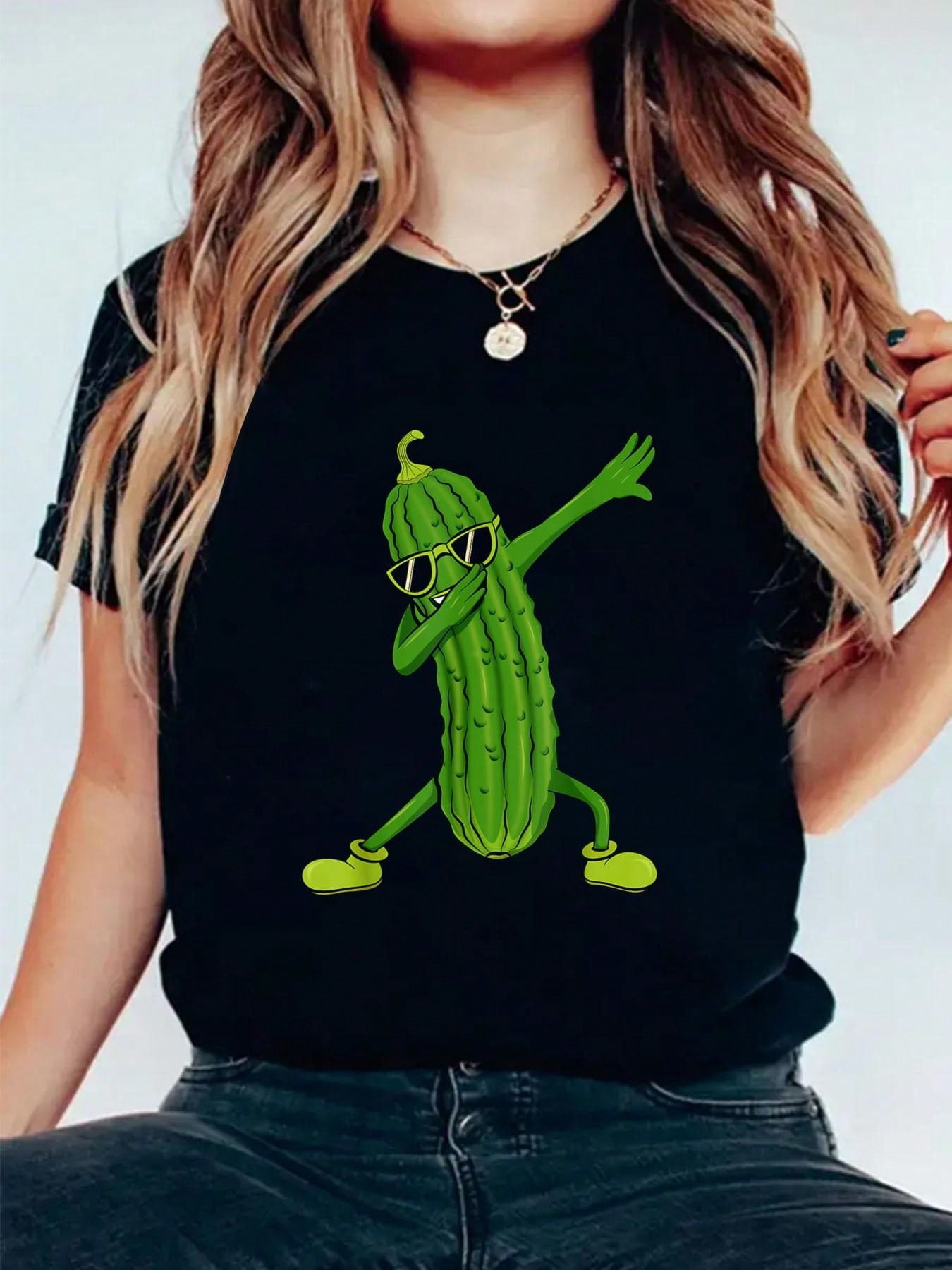 Dabbing Pickle Dancing Cucumber Lover Funny Gifts T-Shirt Print Cotton ...