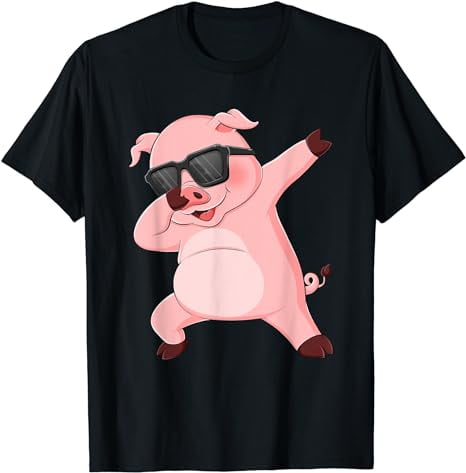Dabbing Pig Wearing Sunglasses Dab Dance Girls Boys Kids T-Shirt ...
