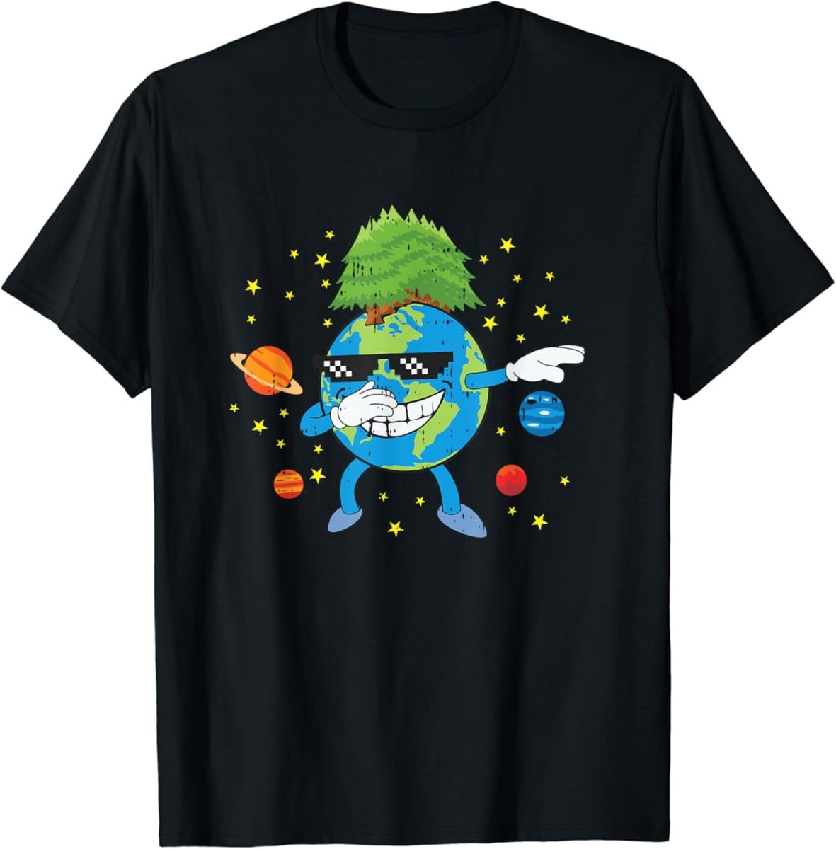 Dabbing Planet Earth Day Funny Environmental Nature T-Shirt Vintage Tee ...