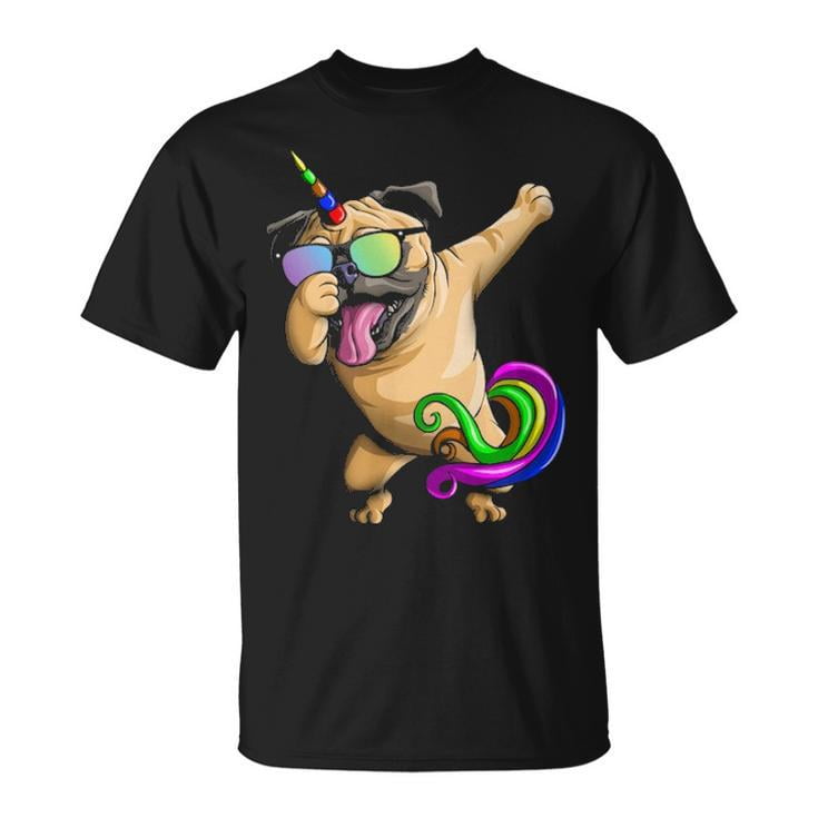 Dabbing Pugicorn Graphic Cotton Tee for Kids – Funny Unisex T-Shirt for ...