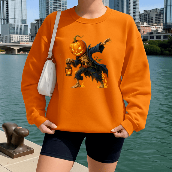 Dabbing Pumpkin Skeleton Funny Halloween Dab Sweatshirt, up to Size 5XL ...