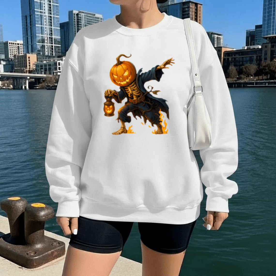 Dabbing Pumpkin Skeleton Funny Halloween Dab Sweatshirt, up to Size 5XL ...