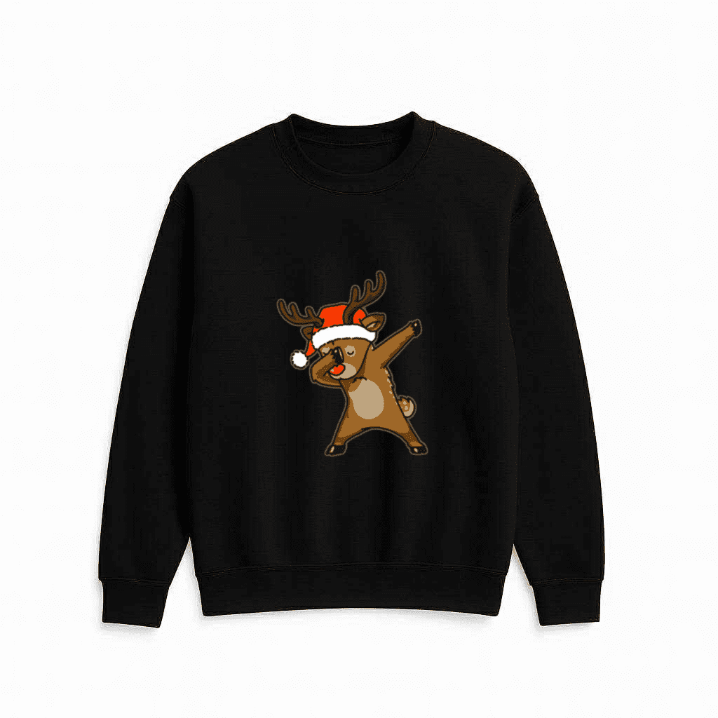 Dabbing Reindeer Christmas Funny Ugly Sweater Holiday Meme Cartoon ...